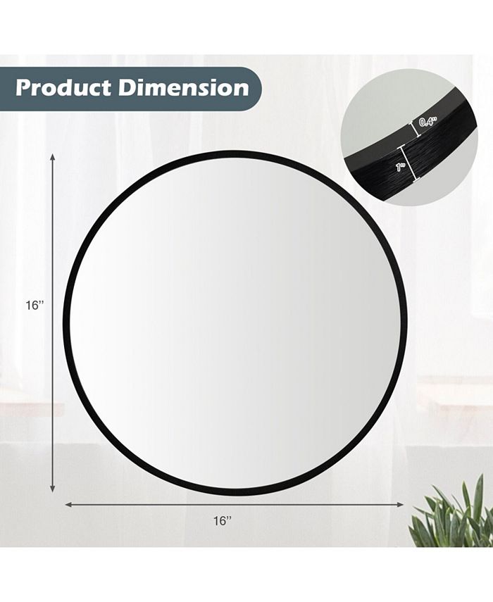 SUGIFT 16-inch Round Wall Mirror with Aluminum Alloy Frame - Macy's