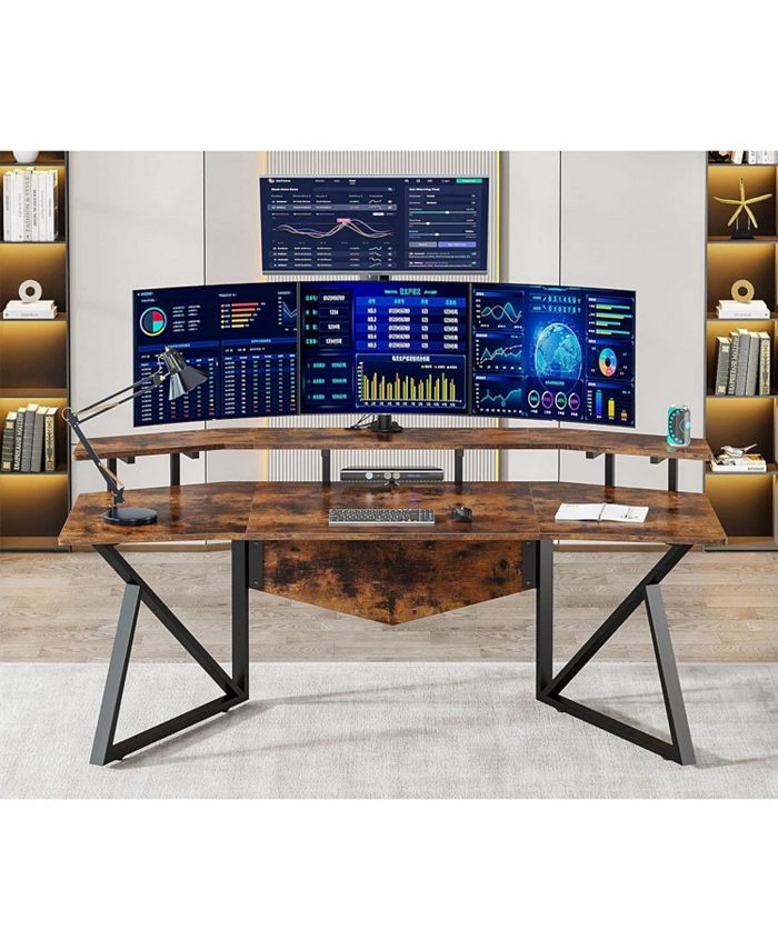 Tribesigns Computer Desk, 70.9" Large Home Office Desk with Monitor ...