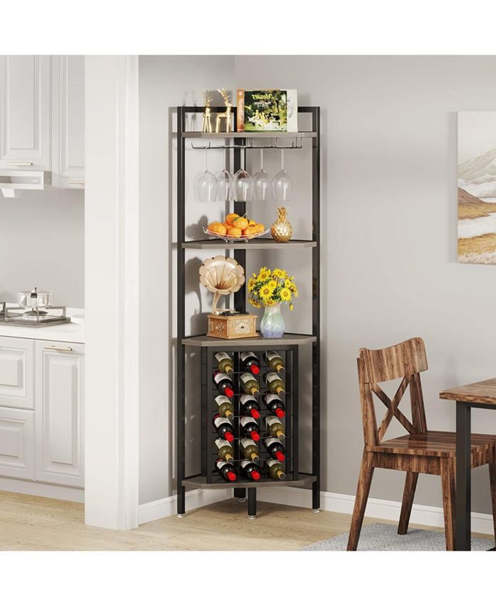 Tribesigns Corner Wine Rack Freestanding Floor Corner Bar Shelf with ...