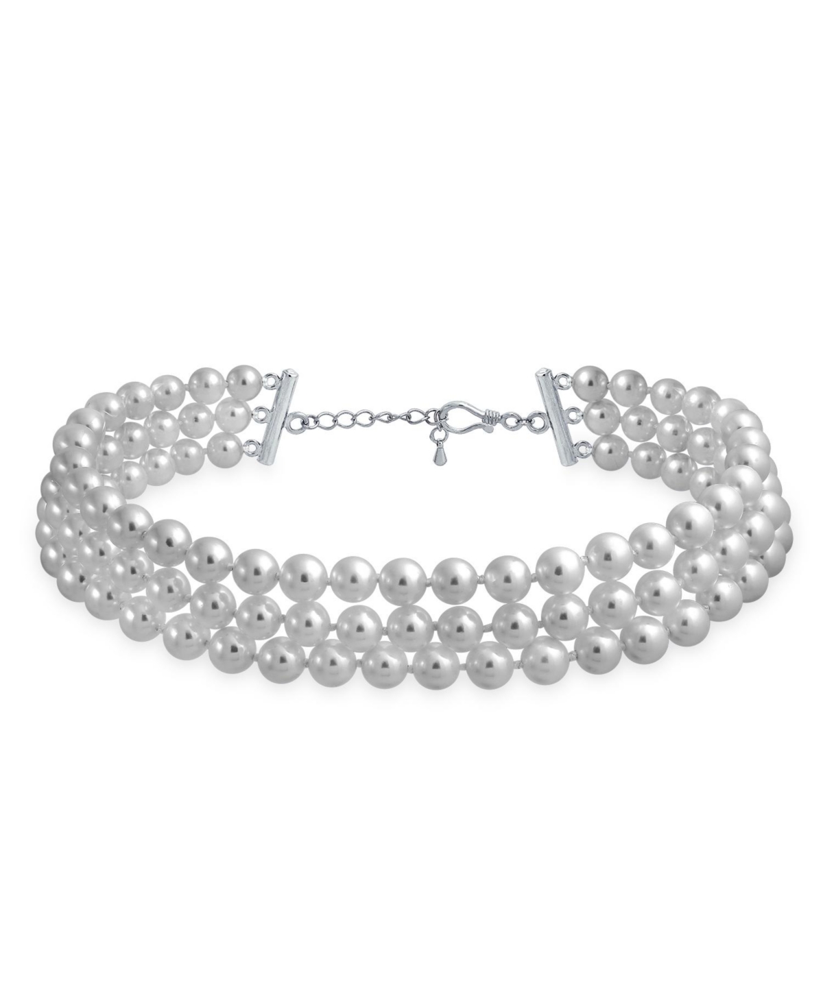 Click here for Bling Jewelry Hand Knotted 3 Row White Simulated P... prices