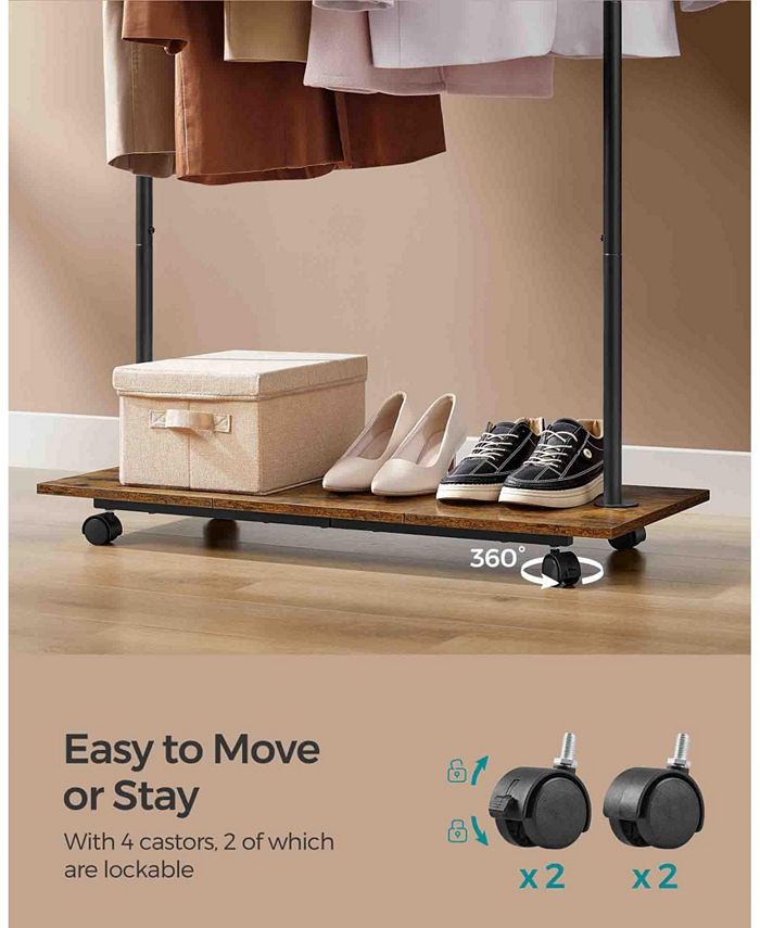 Slickblue Clothes Rack with Wheels, Garment Rack for Hanging Clothes ...