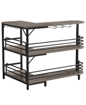 Tribesigns 3 Tier L-Shaped Home Bar Unit Liquor Bar Table, Corner Wine Bar Cabinet Mini Bars for ...