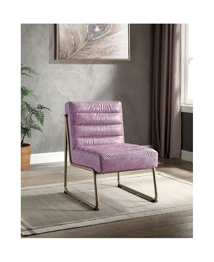 Simplie Fun Loria Accent Chair In Wisteria Top Grain Leather - Macy's