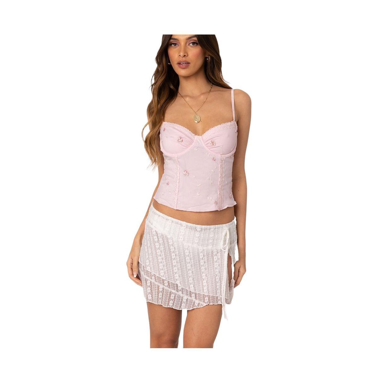 Click here for Edikted Womens Victoria Embroidered Mesh Bra Top -... prices