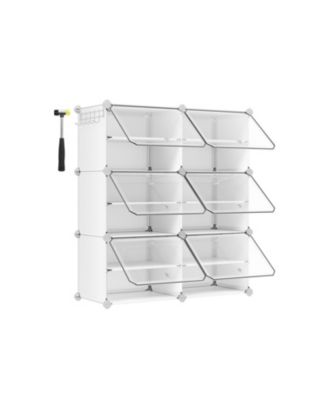 Slickblue Interlocking Shoe Rack, Cubes Shoe Organizer with Doors ...