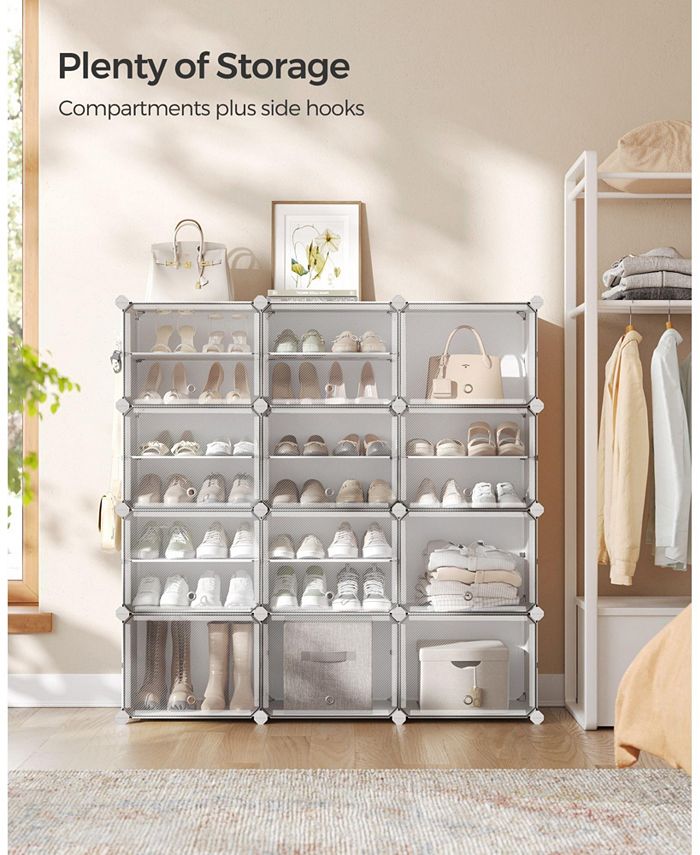 Slickblue Interlocking Shoe Rack, Cubes Shoe Organizer with Doors ...