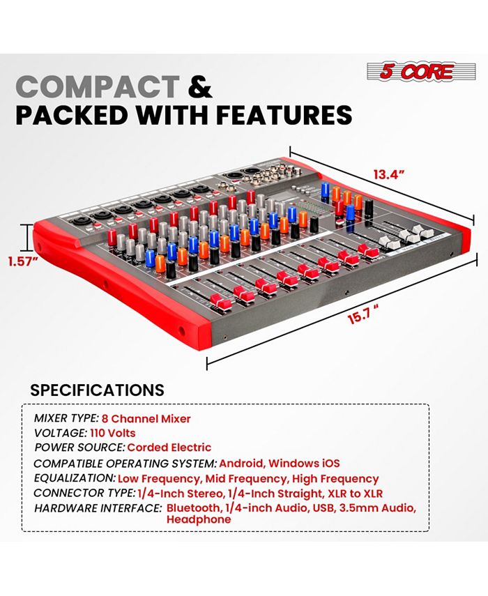 5 Core Audio Mixer 8 Channel DJ Controller Professional Sound Board ...