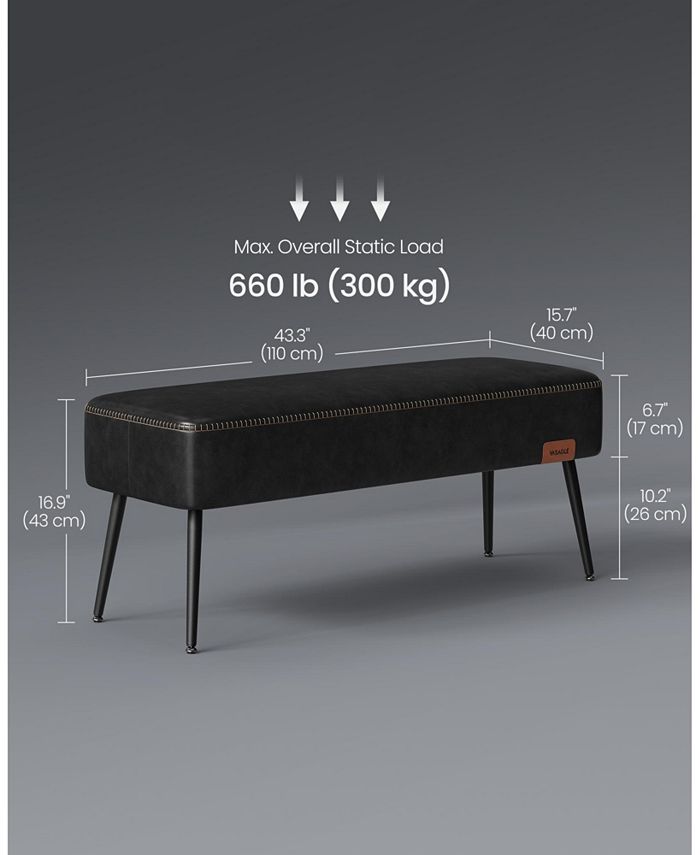 Slickblue Bench for Entryway Bedroom, Synthetic Leather with Stitching ...