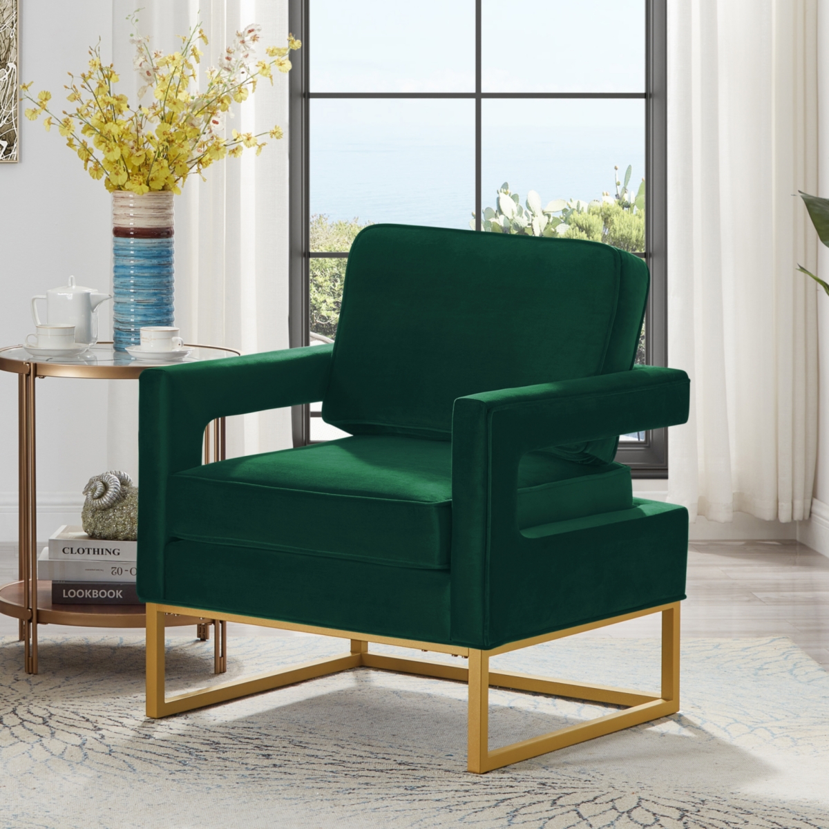 Click here for Simplie Fun Gold base velvet accent chair  Jade -... prices