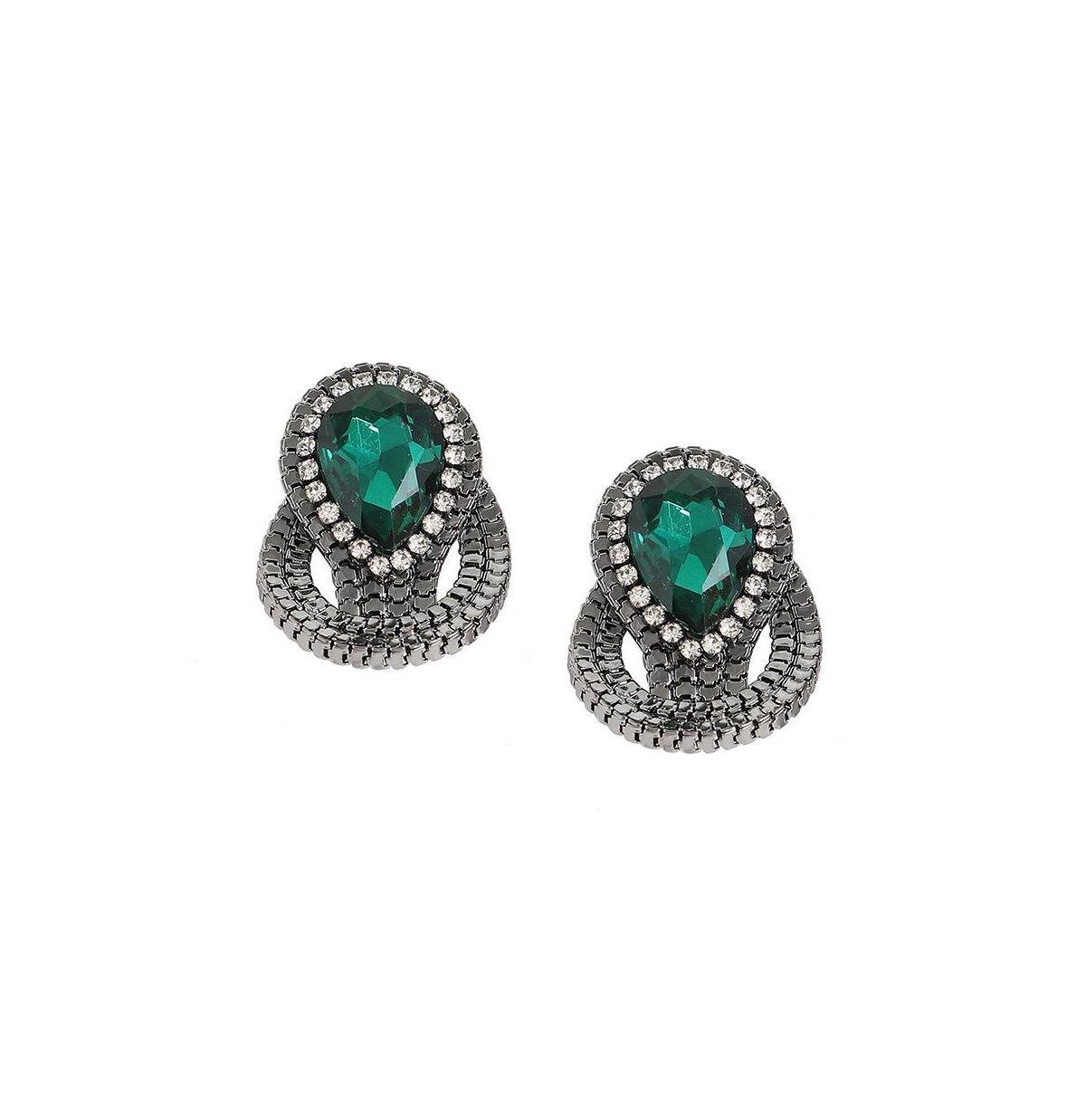 Click here for Sohi Womens Silver Teardrop Stud Earrings - Green prices