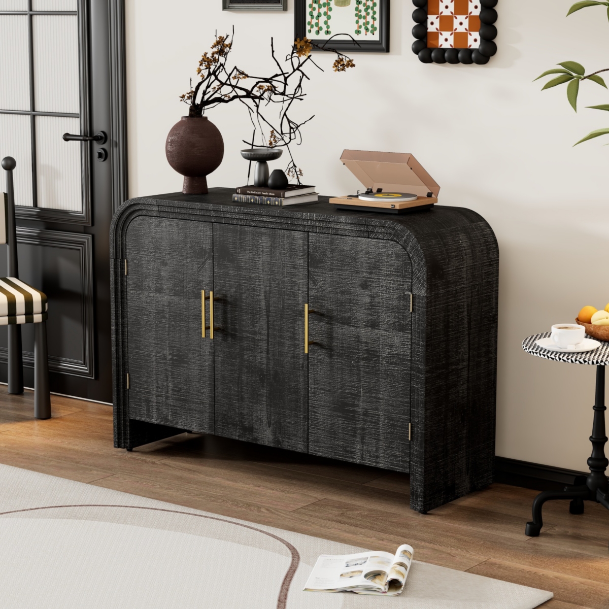 Click here for Streamdale Minimalist Curved Sideboard with Gold H... prices