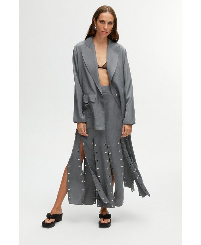 NOCTURNE Women's Long Eyelet Skirt with Slits - Macy's