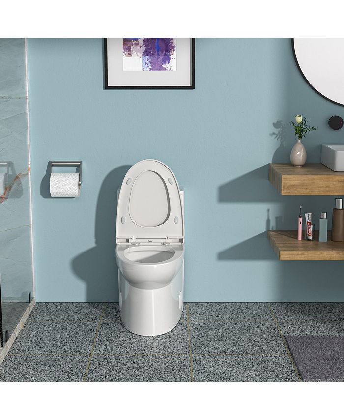 Simplie Fun Ceramic One Piece Toilet, Dual Flush With Soft Closing Seat ...