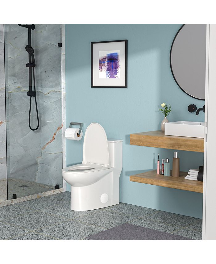 Simplie Fun Ceramic One Piece Toilet, Dual Flush With Soft Closing Seat ...