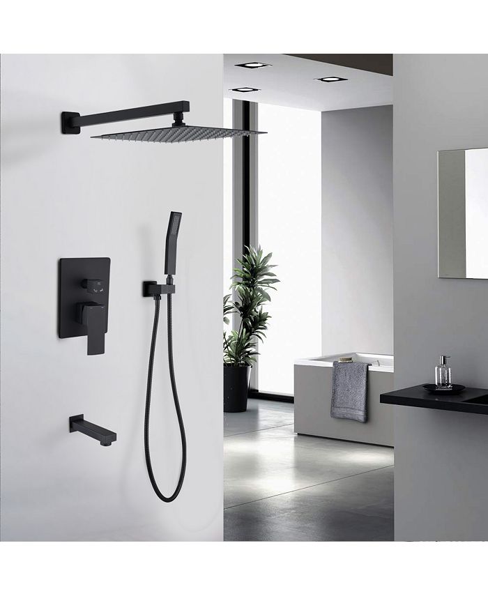 Simplie Fun 10 Inch Shower Head Kit with Tub Spout and Hand-Held ...
