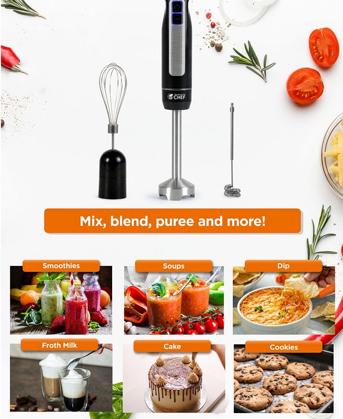 Commercial Chef Immersion Blender, Multi-Purpose Immersion Hand Blender with Stainless Steel ...