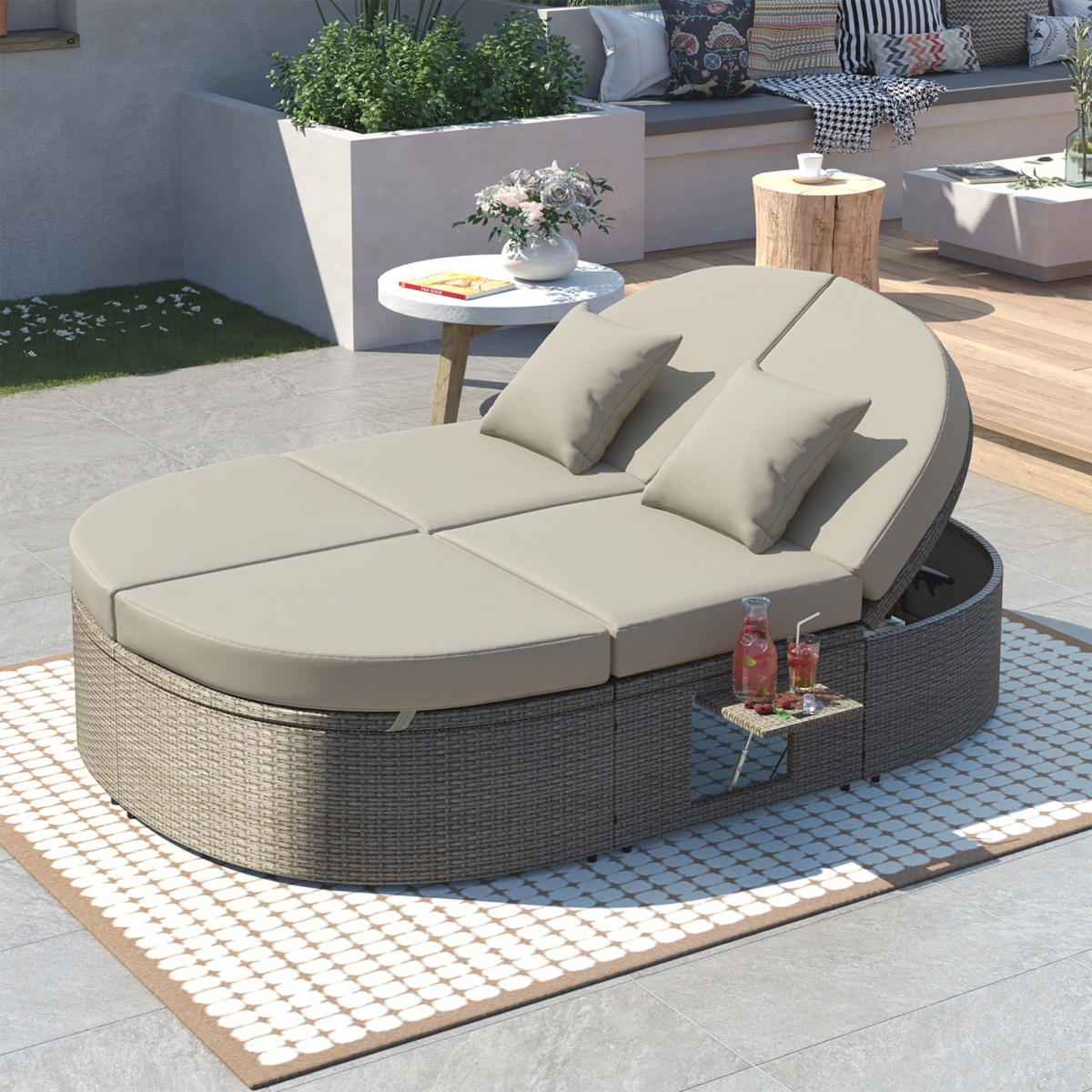 Click here for Simplie Fun Gray Rattan Outdoor Daybed with Cushio... prices