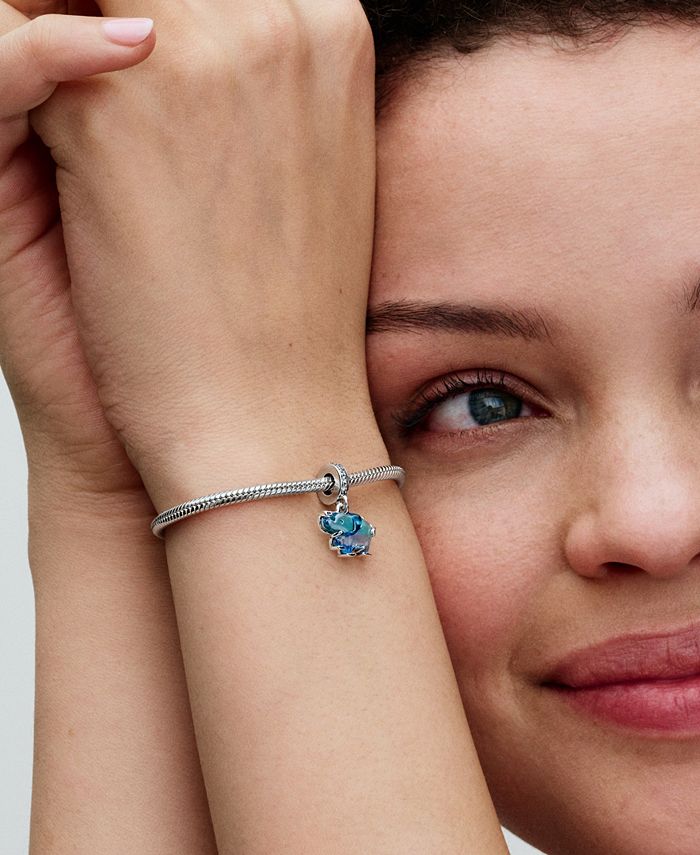 Pandora Sterling Silver Blue Murano Glass Elephant Dangle Charm - Macy's