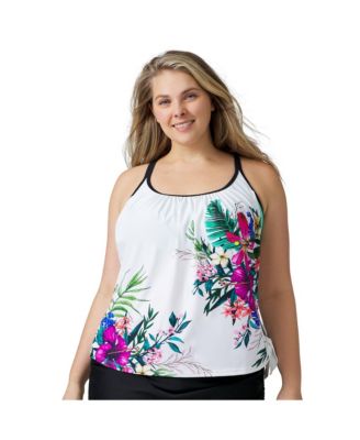 Free Country Plus Size Side Tie Blouson Tankini Top - Macy's