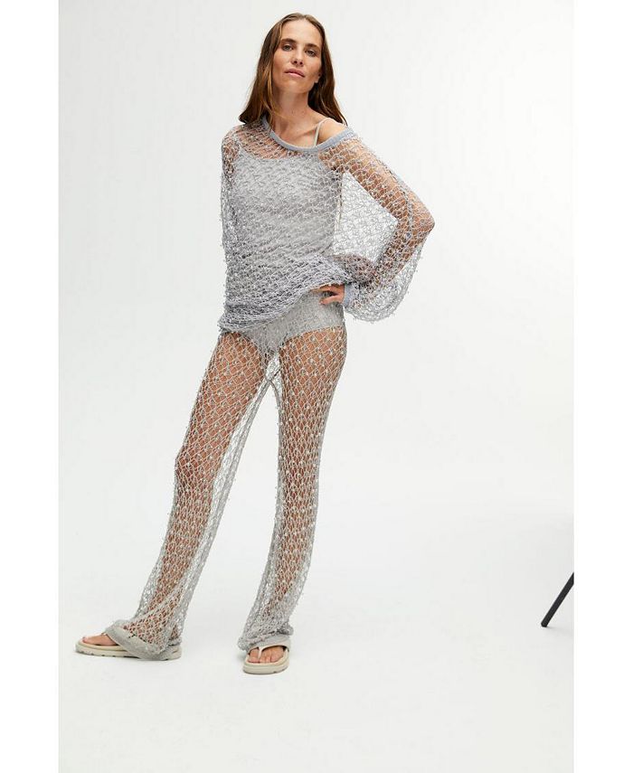 NOCTURNE Women's Beaded Mesh Knit Top - Macy's