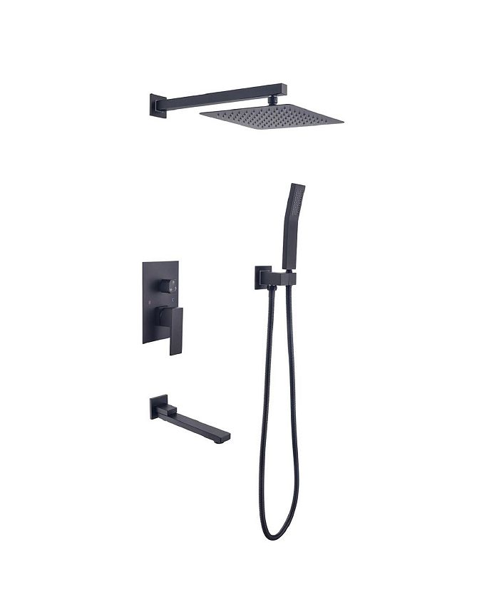 Simplie Fun Shower System 10 Inch Square Bathroom Luxury Rain Mixer