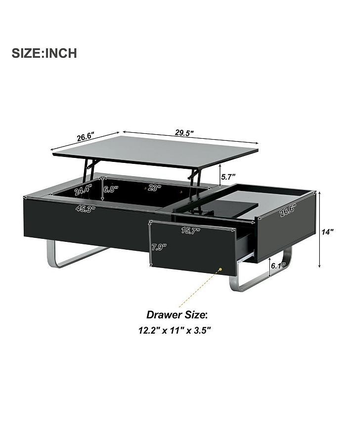 Simplie Fun Versatile Coffee Table with Lifted Top & Metal Legs - Macy's