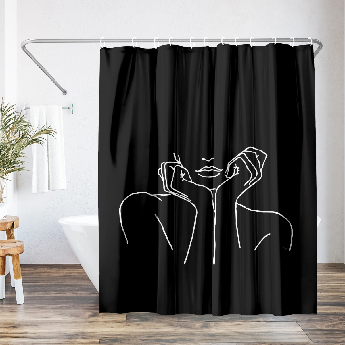 Click here for 71x74 Abstract Shower Curtain - Thinking Black by... prices