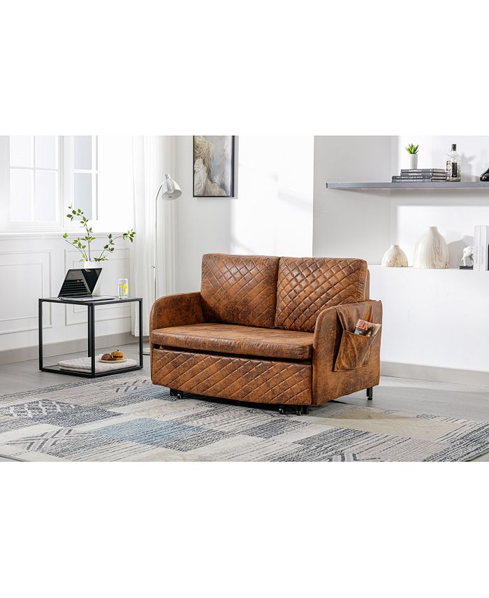 Simplie Fun Convertible Sleeper Sofa Bed, Modern Velvet Loveseat Couch ...