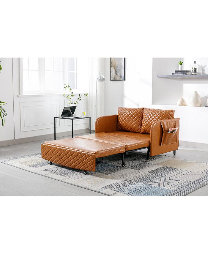 Simplie Fun Convertible Sleeper Sofa Bed, Modern Velvet Loveseat Couch ...