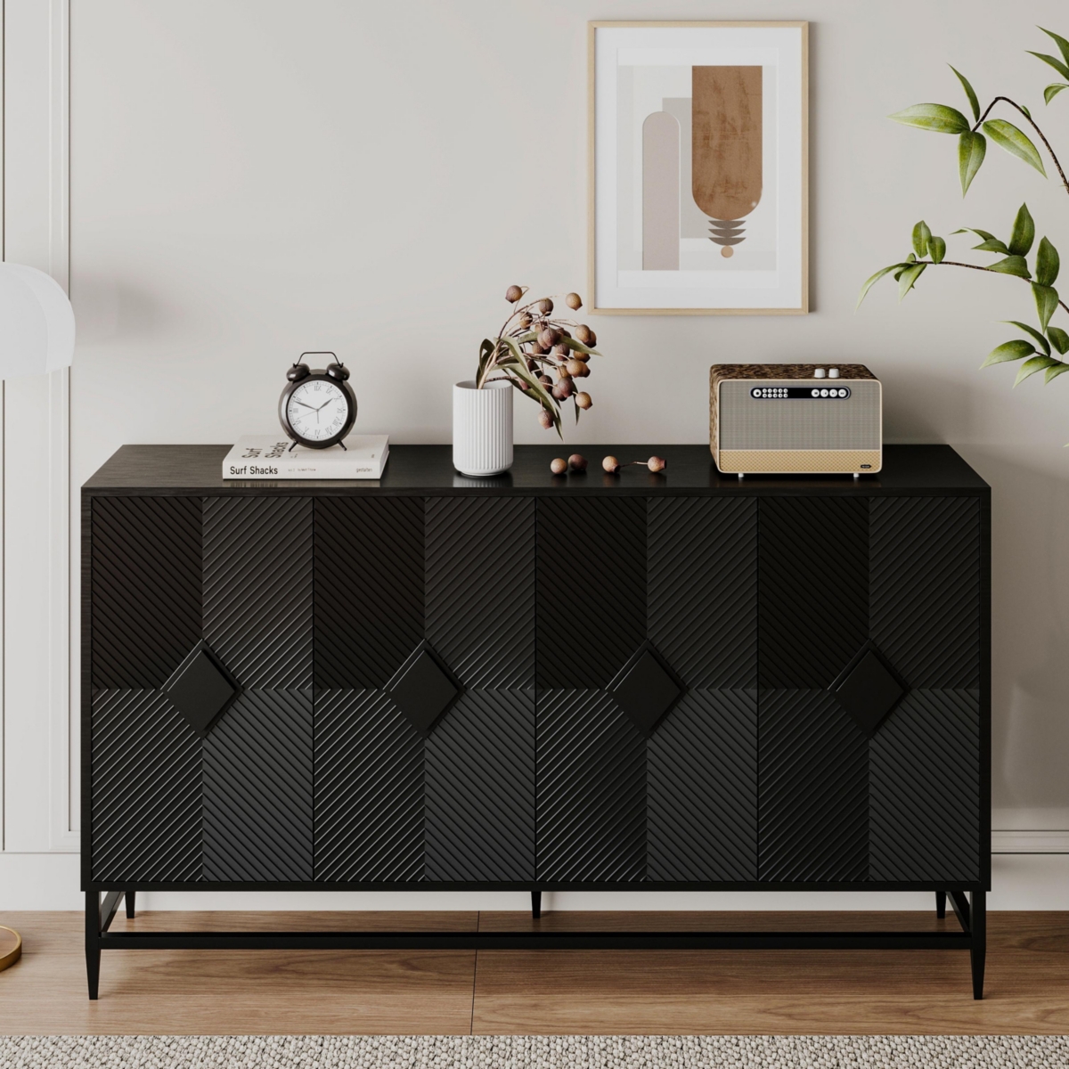 Click here for Streamdale Black Lacquered Wooden Sideboard Buffet... prices