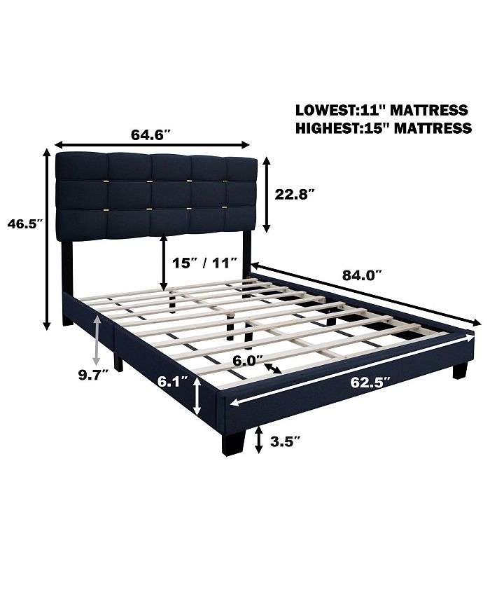 Simplie Fun Elegant Queen Size Adjustable Bed Frame with Gold Accents ...