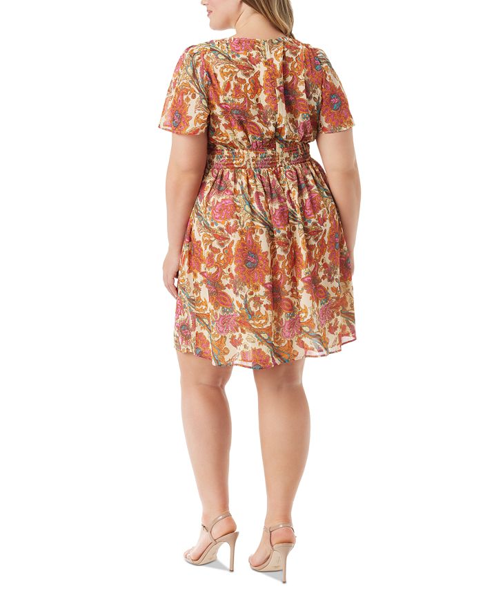 Jessica Simpson Trendy Plus Size Short-Sleeve V-Neck A-Line Dress - Macy's