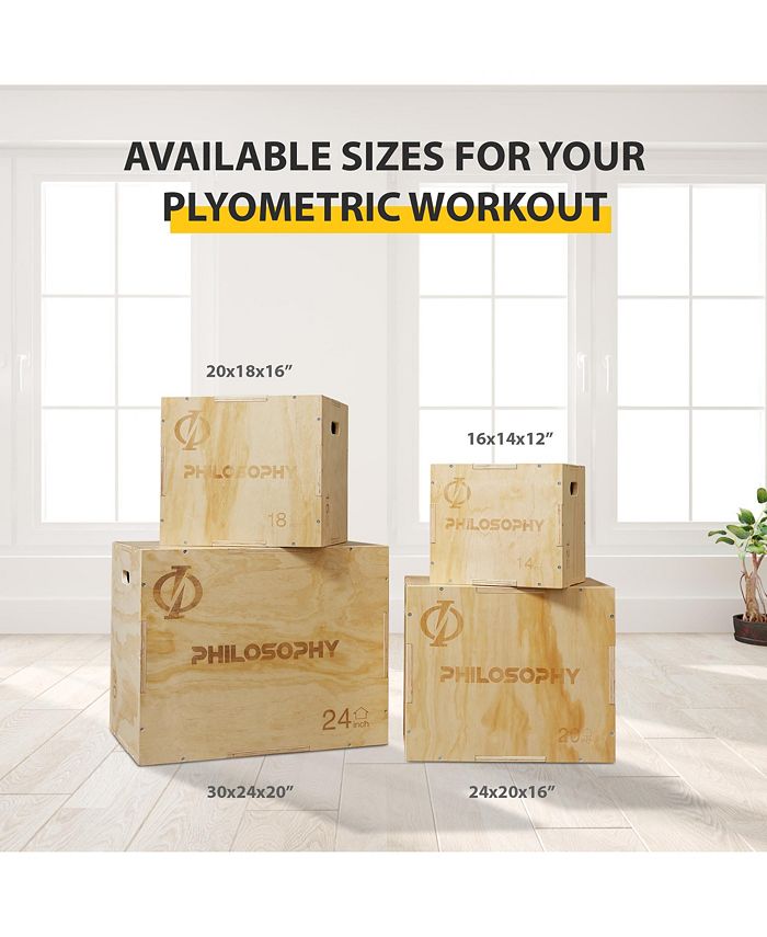 Philosophy Gym 3 in 1 Wood Plyometric Box - 24" x 20" x 16" Jumping ...