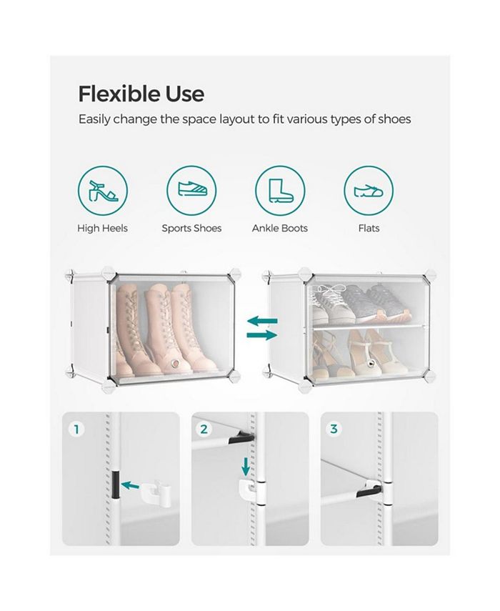 Slickblue Interlocking Shoe Rack, Cubes Shoe Organizer with Doors ...
