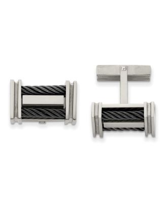 Chisel Titanium Polished Black IP-plated Wire Cuff Links - Macy's