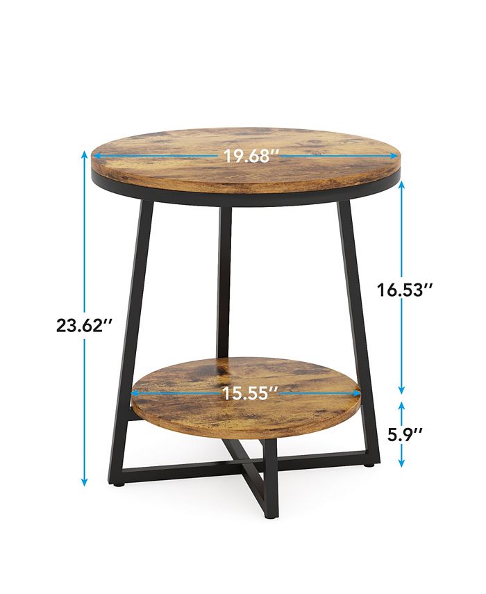 Tribesigns End Table, 2 Tier Round Side Table with Storage Shelf ...