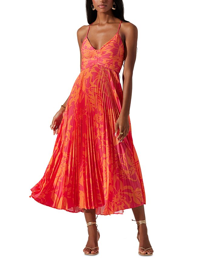 ASTR the Label Women's Blythe Pleated Tie-Back Dress - Macy's