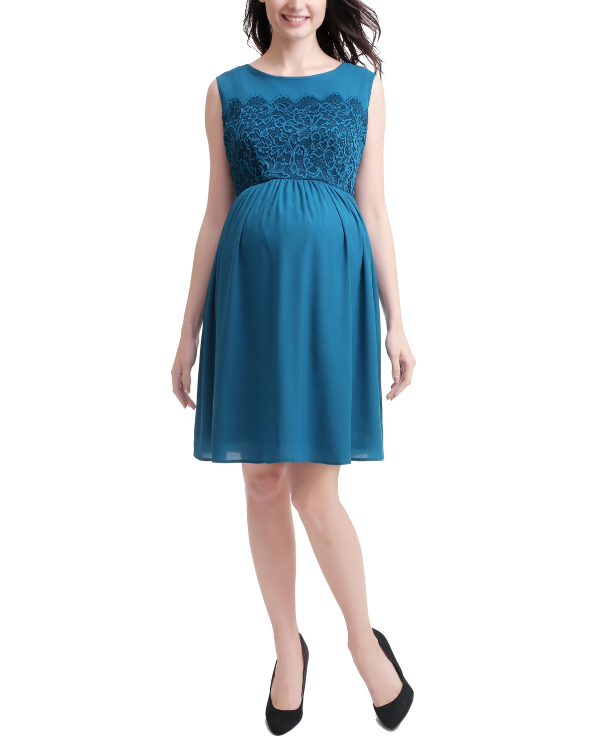 Click here for kimi + kai Maternity Lace & Mesh Skater Dress - Te... prices