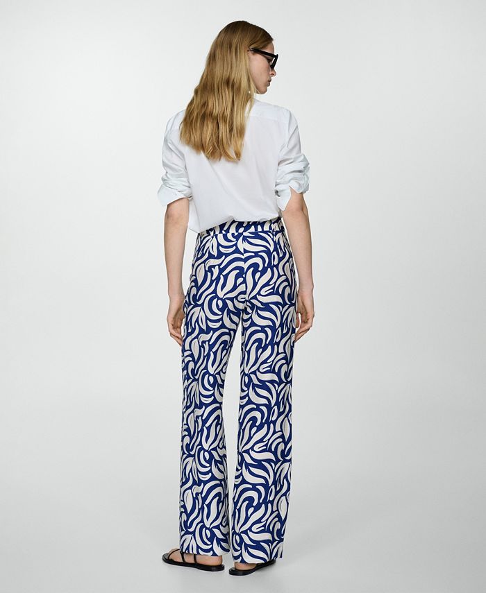 MANGO Women's Wide Leg Printed Pants - Macy's