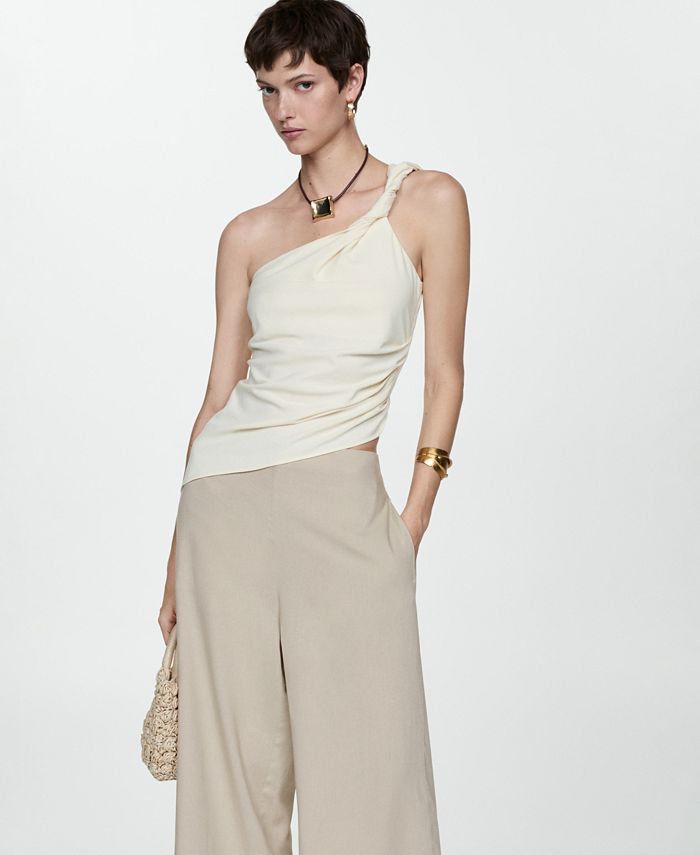 MANGO Women's Wideleg Linen Pants - Macy's