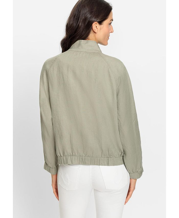 Olsen Women's 100% Linen High Collar Zip Front Jacket - Macy's