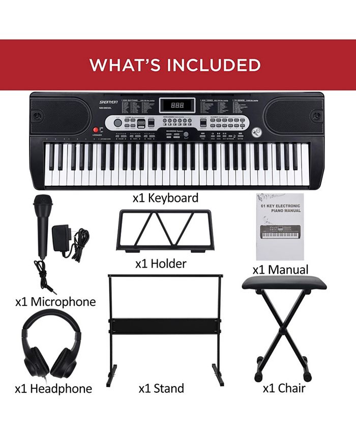 SUGIFT 61 Key Premium Electric Keyboard Piano Kit - Macy's