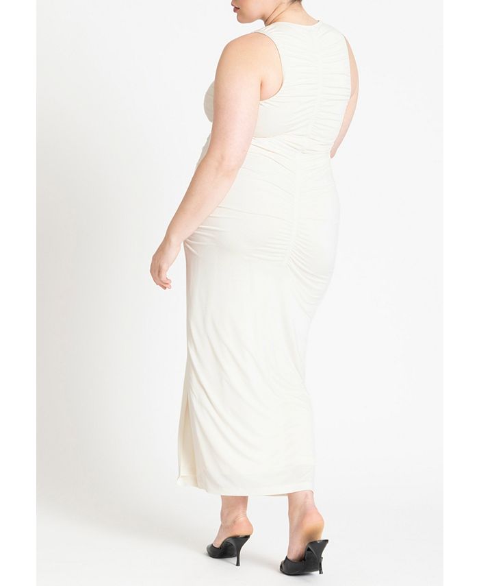 ELOQUII Plus Size Ruched Dress W Slit - Macy's