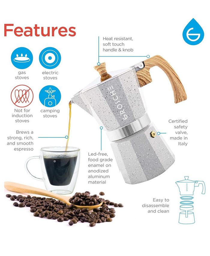 GROSCHE Grind Brew Duo: Milano Stone Moka Pot Bremen Burr Grinder - Macy's