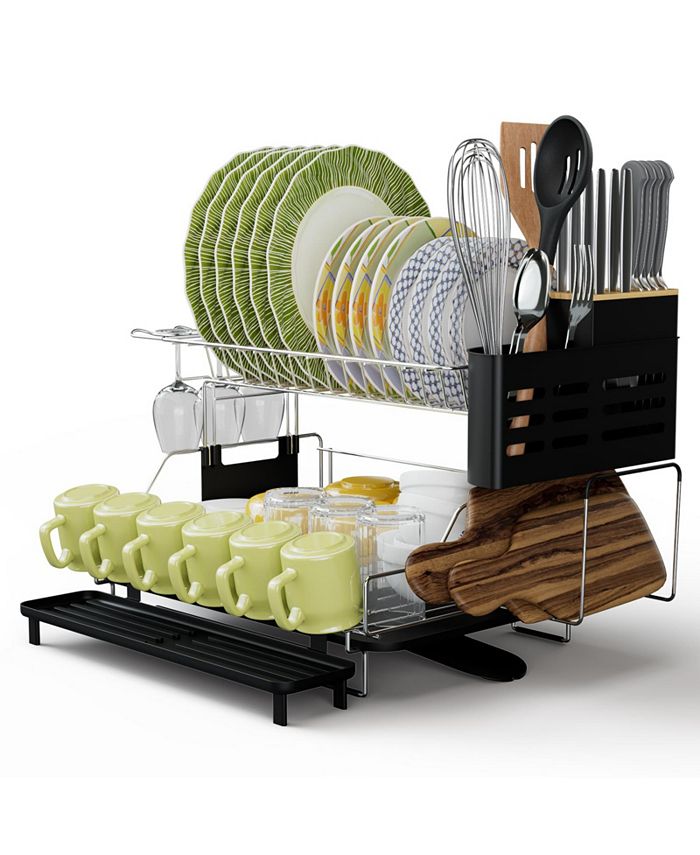 SUGIFT 2-Tier Detachable Dish Drying Rack with Cutlery Holder - Macy's