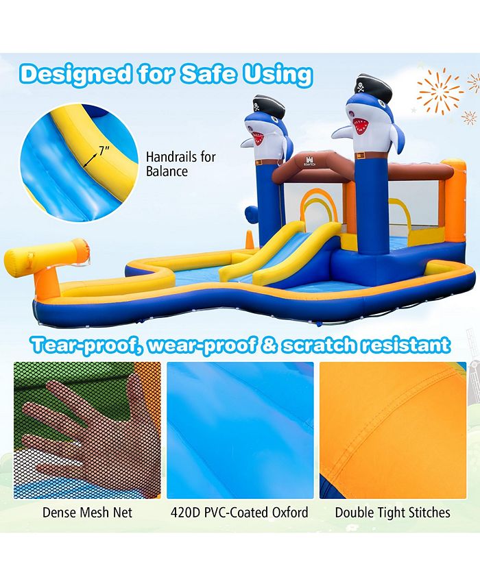 Costway Inflatable Water Slide Park Bounce House Splash Pool Water ...