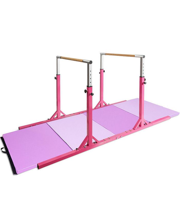 Costway Kids Gymnastics Parallel Bars Double Horizontal Bars Adjustable ...