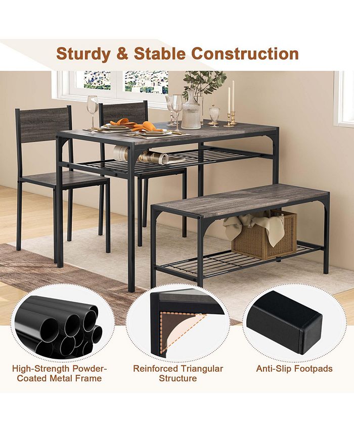 Costway 4 PCS Dinette Set for Small Place Breakfast Nook Modern Dining ...