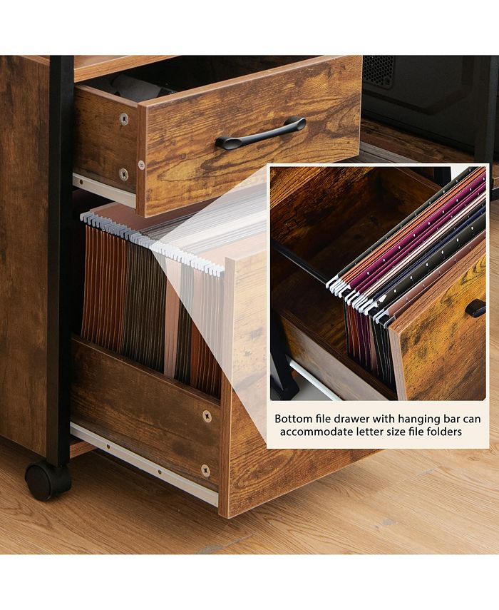 Costway Mobile File Cabinet 2 Drawer Printer Stand Open Shelf - Macy's