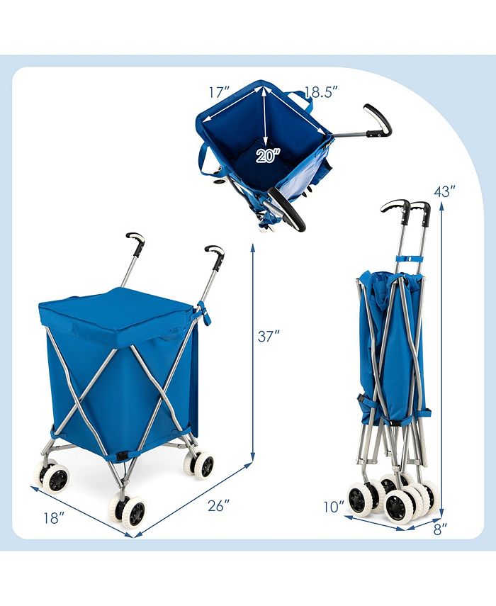 Costway Folding Shopping Cart Utility w/ Water-Resistant Removable ... Costway Folding Shopping Cart Utility w/ Water-Resistant Removable ...